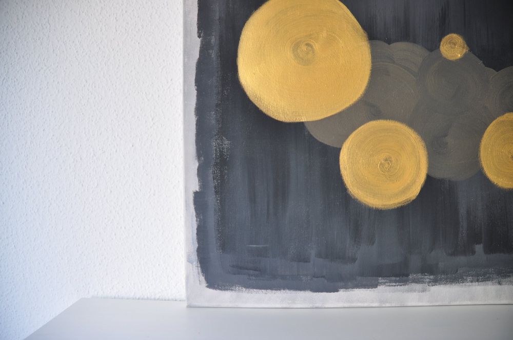 Unikat abstrakt Bild mit goldenen Motiven, XL | Kaufen auf Ricardo