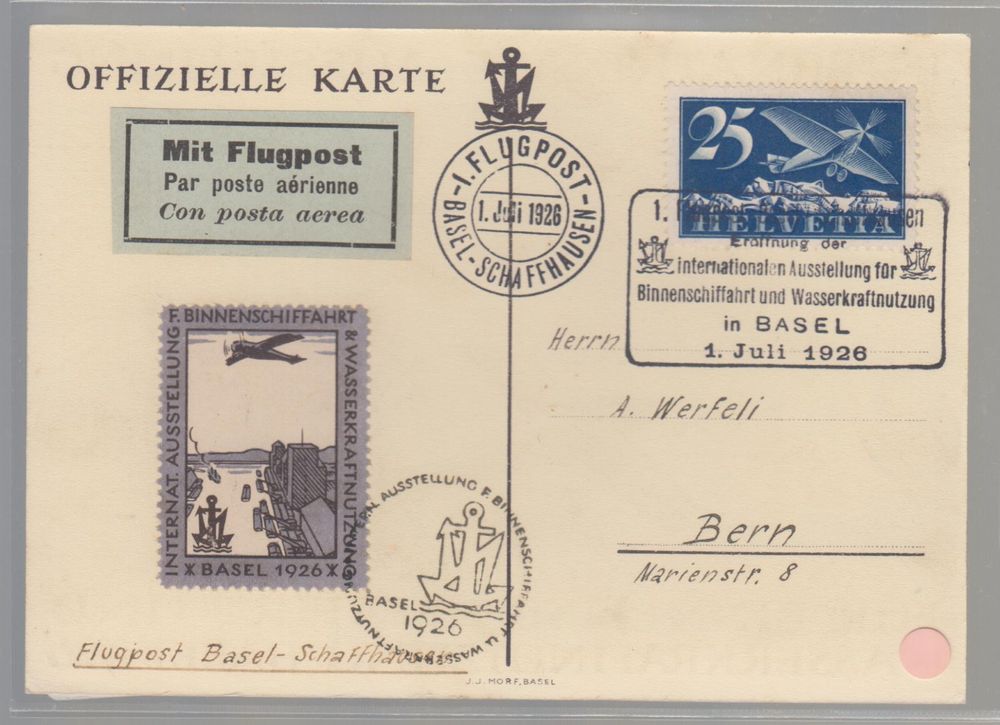 Premier vol Basel - Schaffhausen 1926 + vignette | Kaufen auf Ricardo
