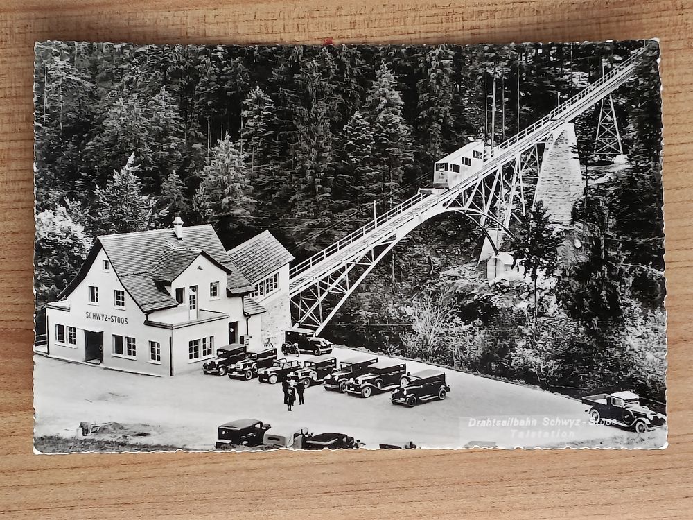 Photo Karte / Drahtseilbahn Schwyz - Stoos Talstation - 1958 (Gebraucht ...