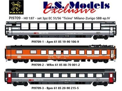 Pirata/LS Modèles 9709 CFF EuroCity Ticino Wagenset h0 (Neuf avec ...
