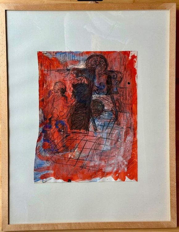 Peter ROESCH (1950) Selbstporträt an der Leinwand (Gebraucht) in ...