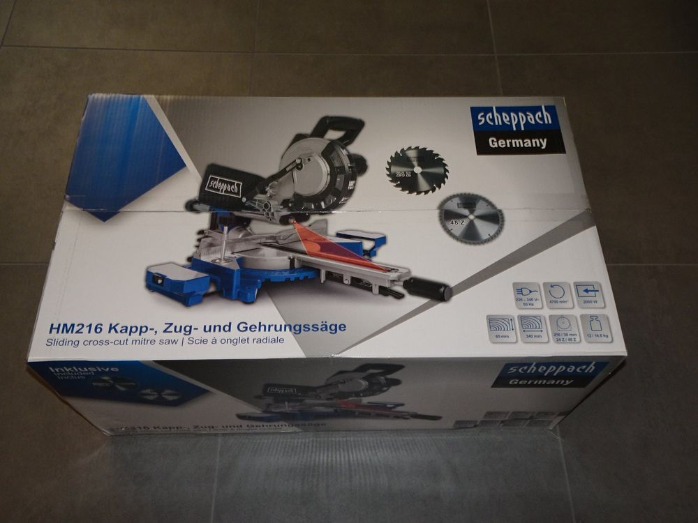 Kapp-, Zug- und Gehrungssäge Scheppach HM216 * NEU / OVP * (Neu und ...