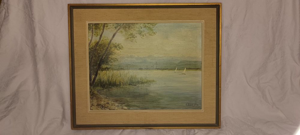 gemälde mit See und Segelschiffen mit schönem altem Rahmen (Gebraucht) in Dübendorf für CHF 15 ...