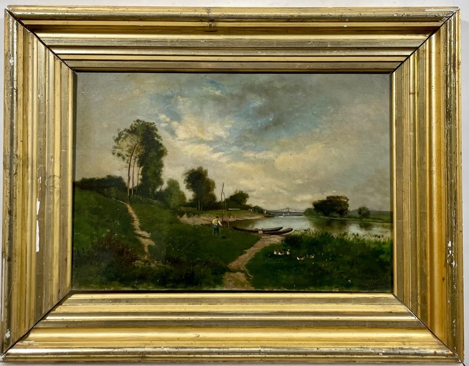 Antikes grosses Landschaft Gemälde unleserlich Signiert | Kaufen auf Ricardo