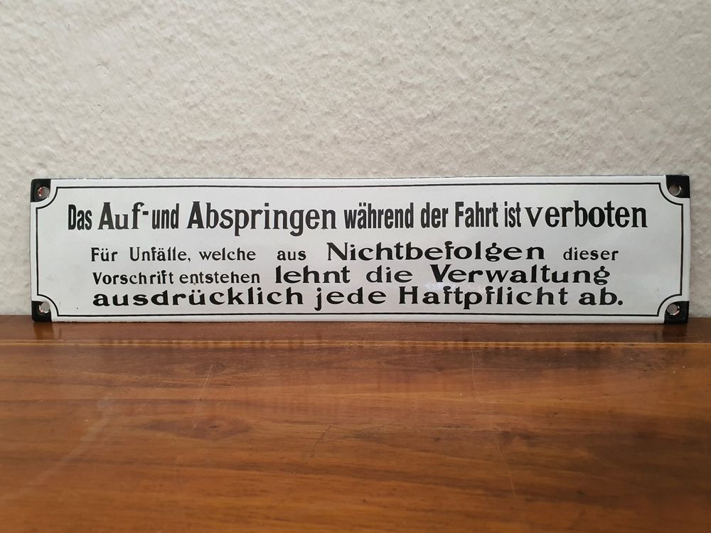 Emailschild Verboten Springen Bahn Zug Tram Emaille Schild (Neu (gemäss Beschreibung)) in ...
