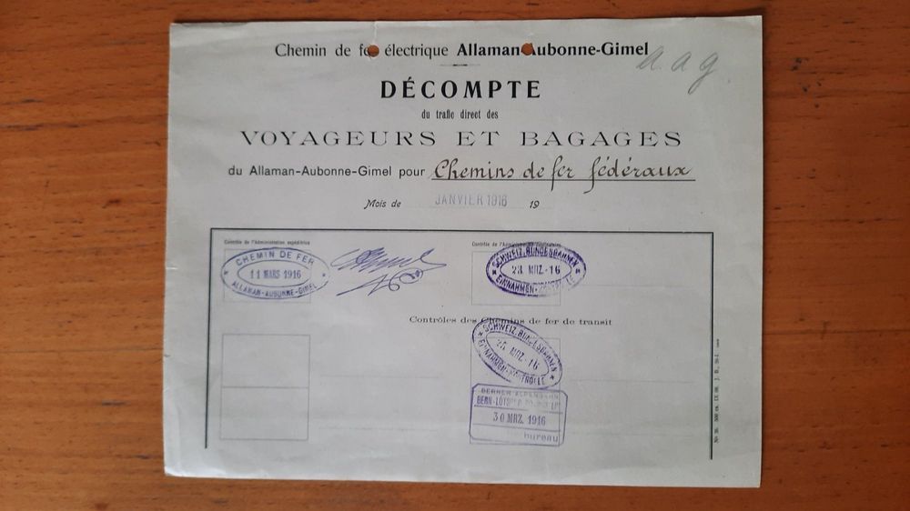 AAG Bahn, Voyageurs + Bagages, März 1916 | Kaufen auf Ricardo
