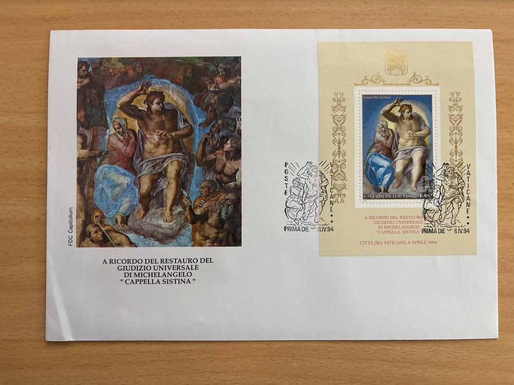 Vatikan Briefmarke Michelangelo Sixtinische Kapelle 1994 ... (Gebraucht ...