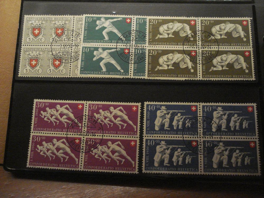 Pro Patria Satz 4erblock 1950 Stempel Ersttag, Zürich (Gebraucht) in Niederwil AG für CHF 41.2 ...