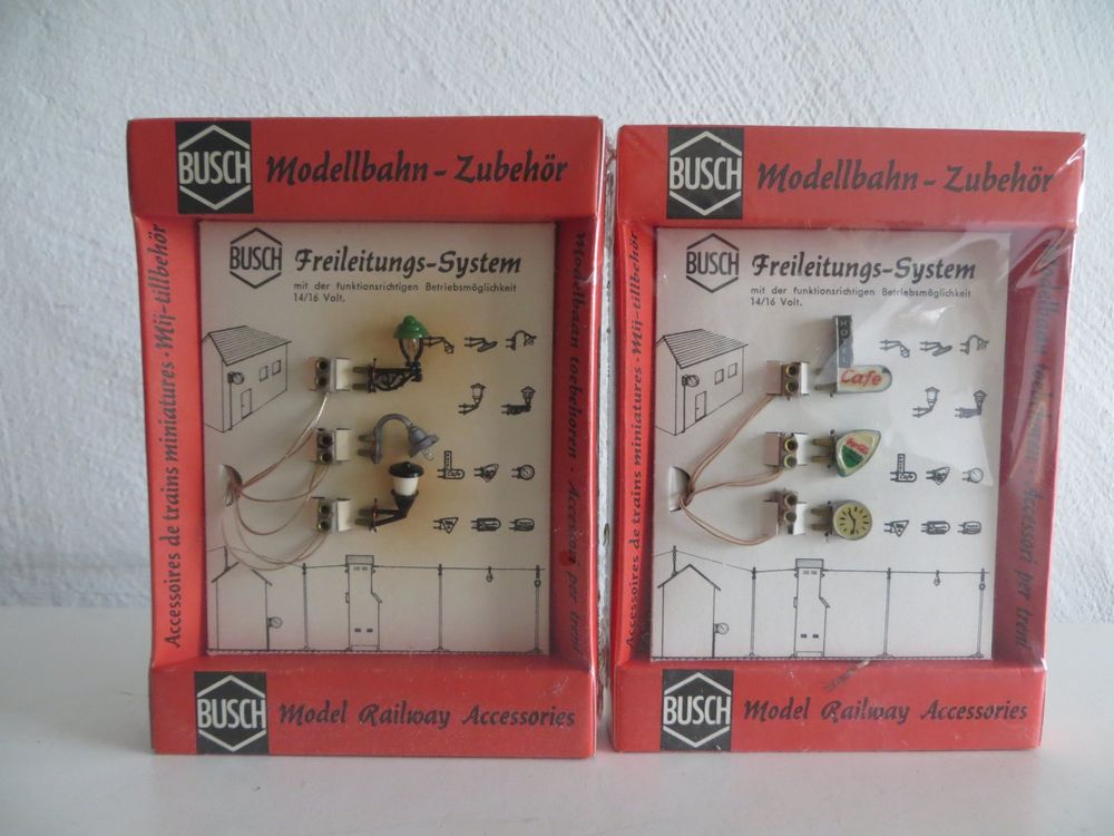 Busch H0: 2 Set Freileitungs-System, 5524/5527, unbespielt (Neu (gemäss ...