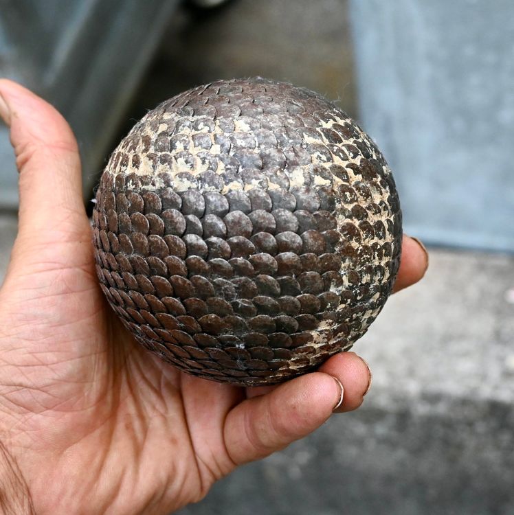 Antik genagelte PETANQUE / BOULE Kugel Nr 10 "Gold“ (Gebraucht) in ...