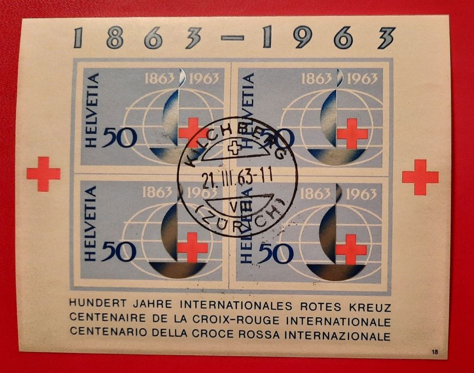 Centenaire de la Croix-Rouge 1963 Blockserie 1-20 oblitéré (D'occasion) à GENEVE pour CHF 0.5 ...