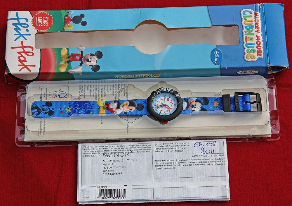 Montre enfant Flik Flak Mickey Mouse Disney, ETA 2011, neuf (Neuf avec ...