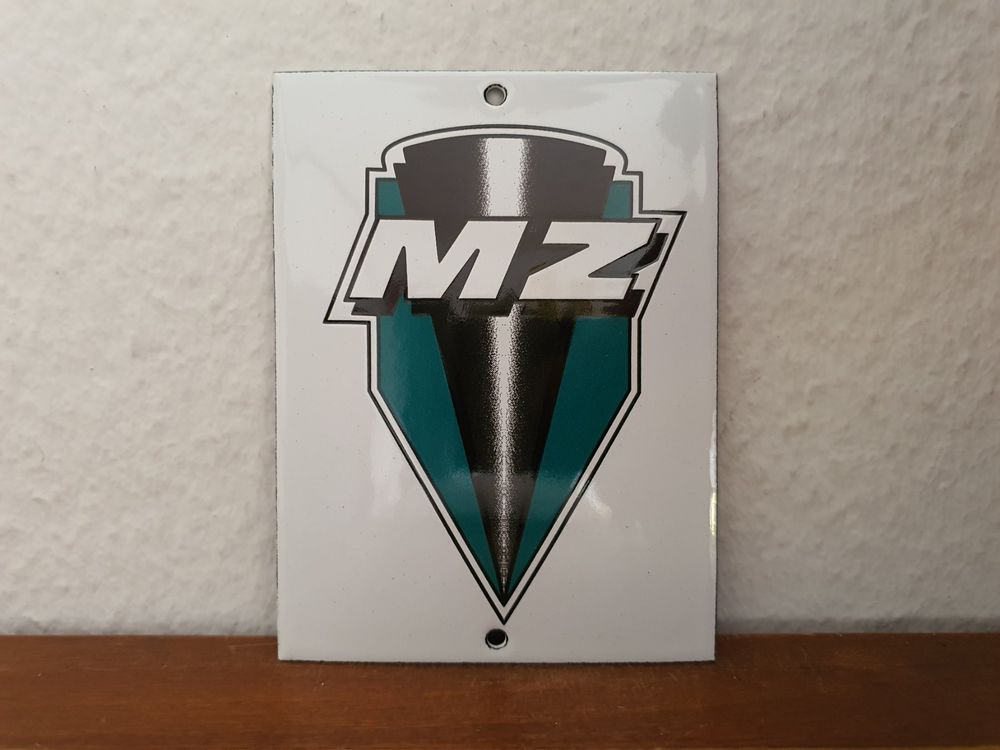 Emailschild MZ Motorrad Logo Emaille Schild Reklame Retro (Neu (gemäss ...