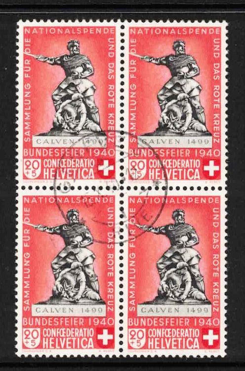 1940 Pro Patria B5c hellrot im Viererblock ʘ (Neu (gemäss Beschreibung)) in Nuglar für CHF 32 ...