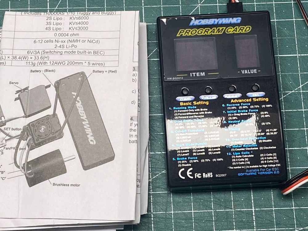 Program Card Hobbywing (Gebraucht) in Wigoltingen für CHF 9 – mit ...