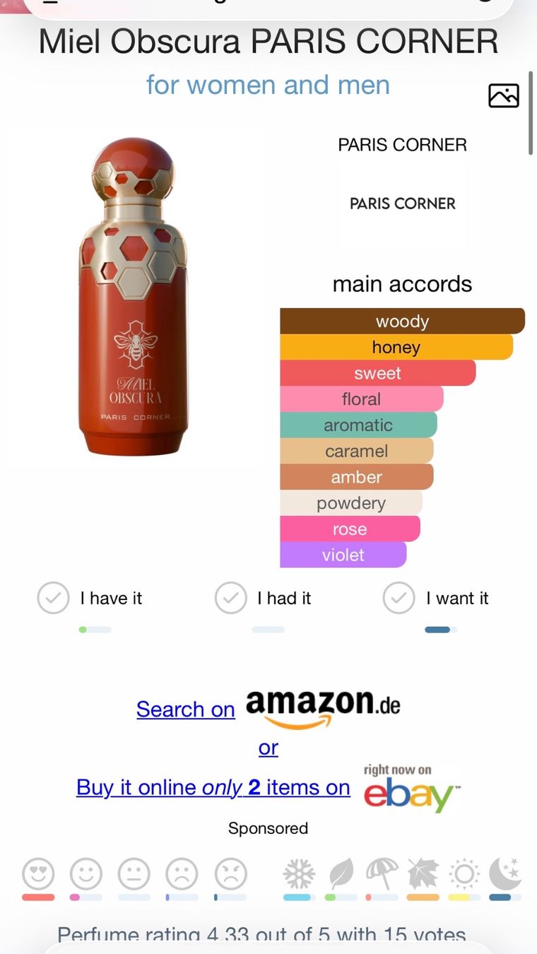 Paris Corner Miel Obscura 5ML (Mamluk Xerjoff Dupe) (Gebraucht) in ...