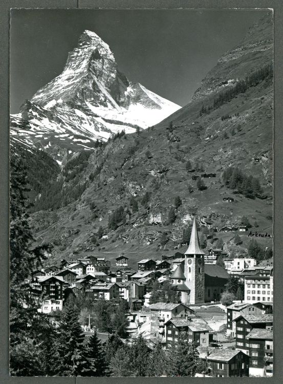 AK sw Zermatt VS Dorf mit Matterhorn ≈ 1967 | Kaufen auf Ricardo