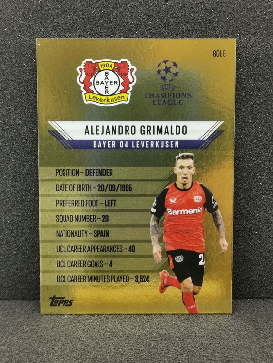 Match attax 2024 /25 Extra Alejandro Grimaldo Gold Edge (Gebraucht) in ...