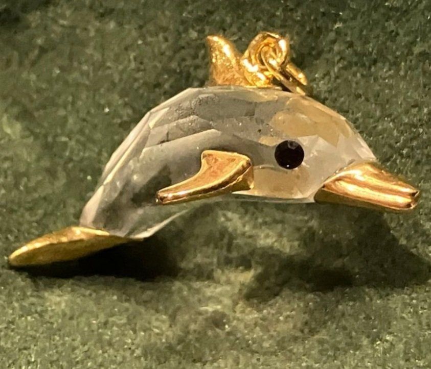 Swarovski Delfin, Kristall mit Gold Akzenten, dolphin, fish (Gebraucht ...