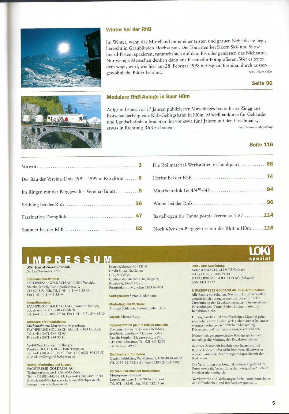 Vereina-Tunnel. Mit der RhB ins Jahr 2000. Loki Spezial 18. (Gebraucht ...