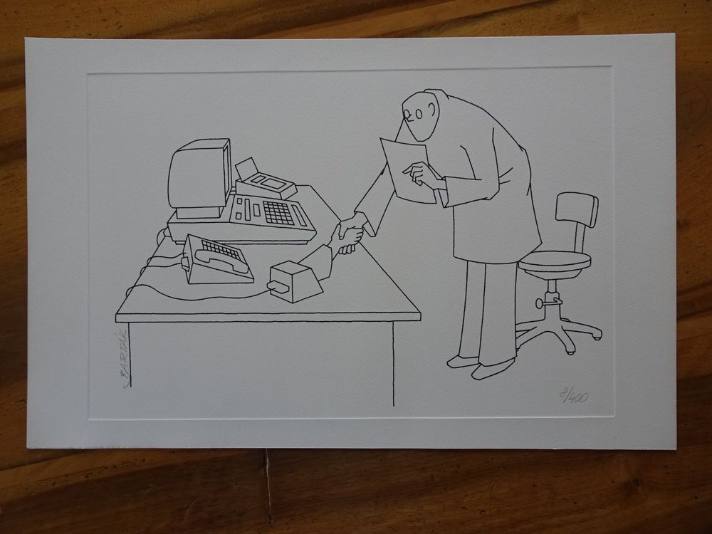 Miroslav Bartak Cartoon Lithografie signiert (Gebraucht) in Siebnen für ...