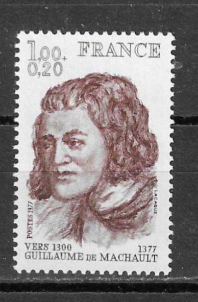 Timbre France: 1977 Guillaume de Machault ** (Neuf (Voir description ...