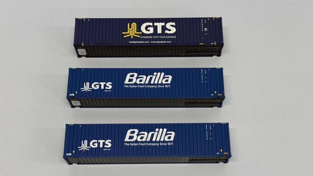 3x H0 Container "GTS" / "Barilla" von Kombimodell (Neu (gemäss ...