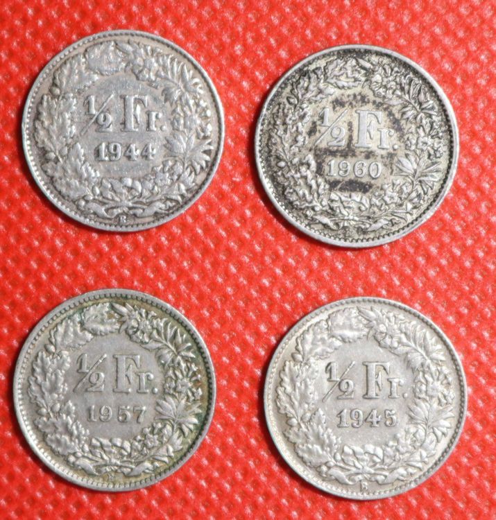 50 Rappen Lot Silbermünzen 1944, 1945, 1957, 1960 | Kaufen auf Ricardo
