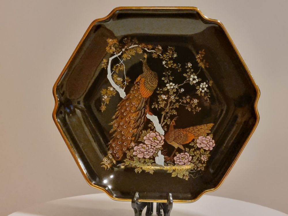 Japanische deko Porzellanplatte – Yamaji Japan – Pfauenmotiv (Gebraucht ...