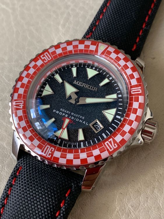 Merkur Sharkmaster Automatik Taucheruhr in schwarz rot! (Neu und ...