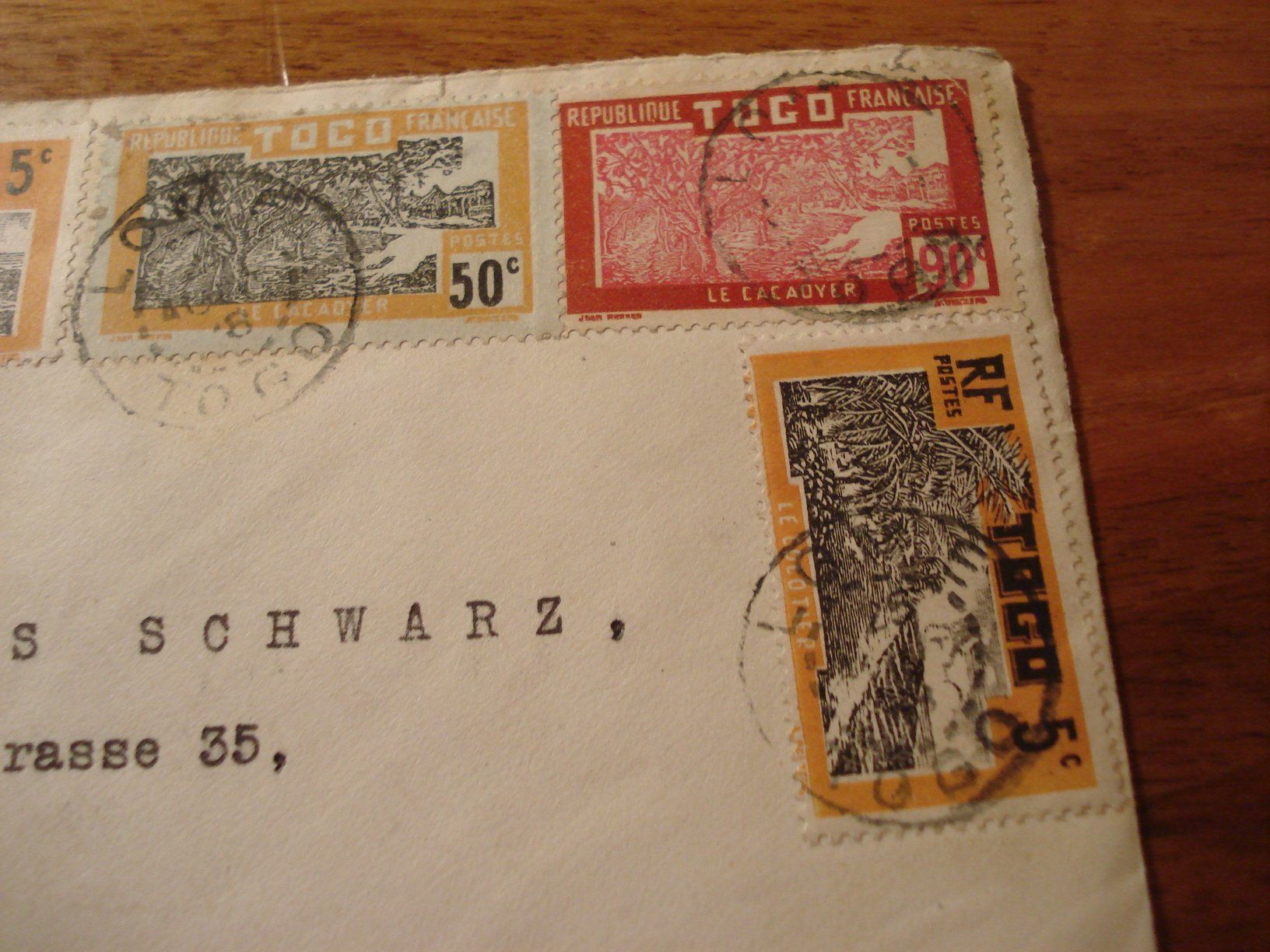 Brief Togo - Schweiz, 1928, bunt frankiert, RS Vignette (Gebraucht) in ...