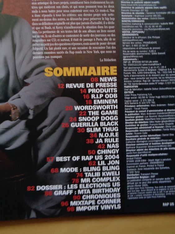 Rap US janvier 2005 Nas Slim Thug Talib Kweli Alchemist + CD (D ...