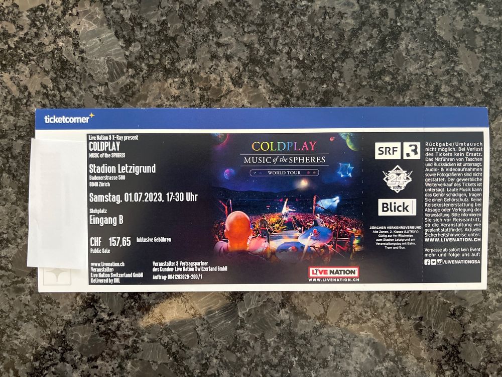 Coldplay Ticket (Gebraucht) in Küttigen für CHF 345 – mit Lieferung auf ...
