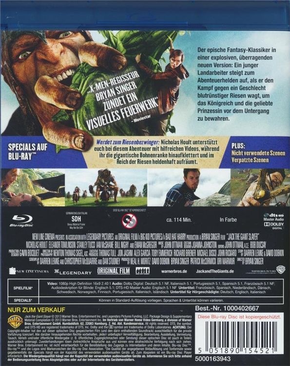 Jack and the Giants (2012) Nicholas Hoult/Ewan McGregor/BD (Gebraucht ...