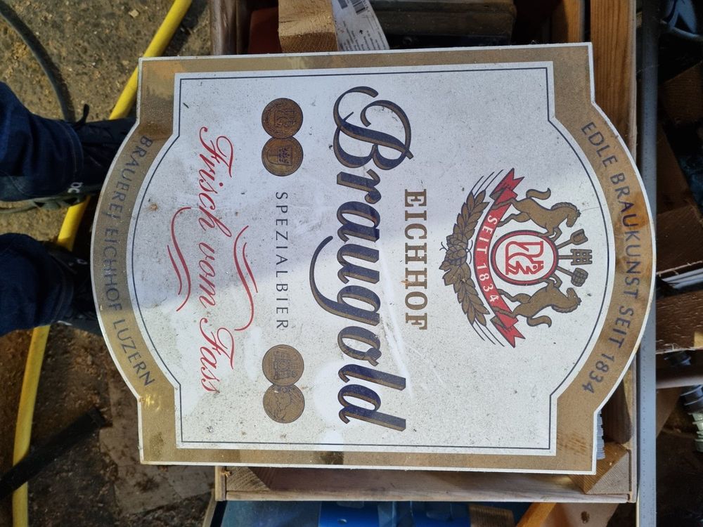 Blechschild Eichhof Braugold (Gebraucht) in Lüsslingen für CHF 10 – mit ...