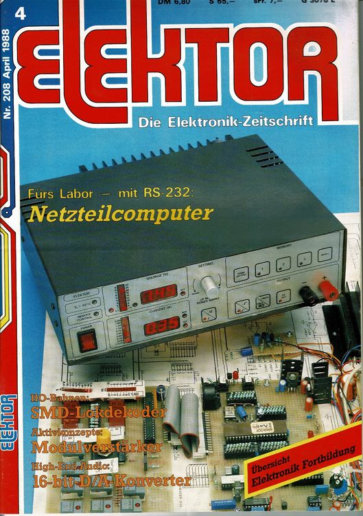 ELEKTOR Nr. 208 April 1988 Netzteilcomputer mit RS232 (Gebraucht) in ...