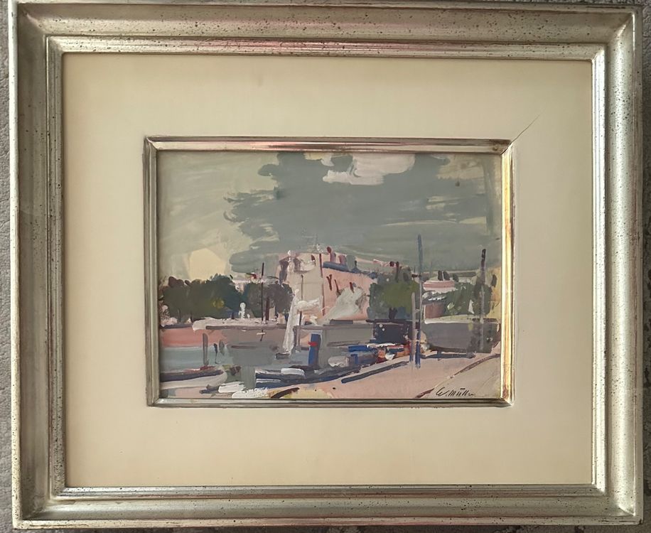 Walter Emil Müller (1896-1983) Abstrakte Hafen Szene Gemälde (Gebraucht) in Root für CHF 119 ...