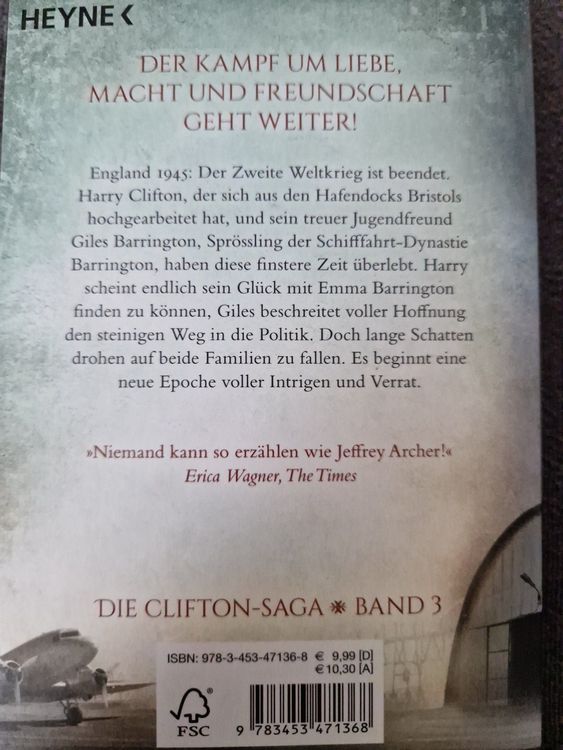 Jeffrey Archer Erbe und Schicksal Clifton Saga Band 3 (Gebraucht) in ...