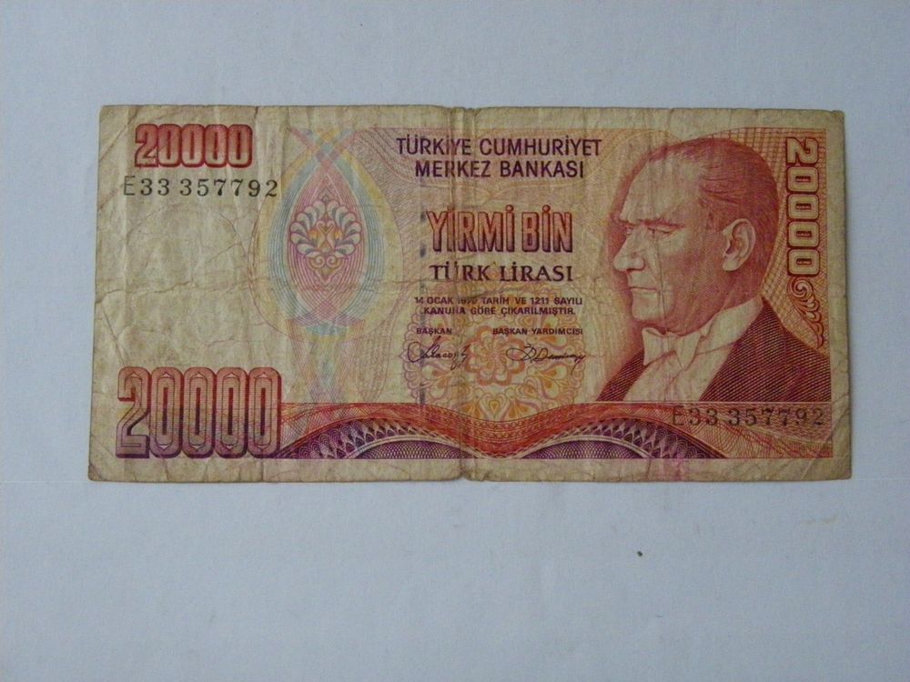 Türkische 20000 Lira 1988, Atatürk Lira Banknote Türkei (Gebraucht) in ...