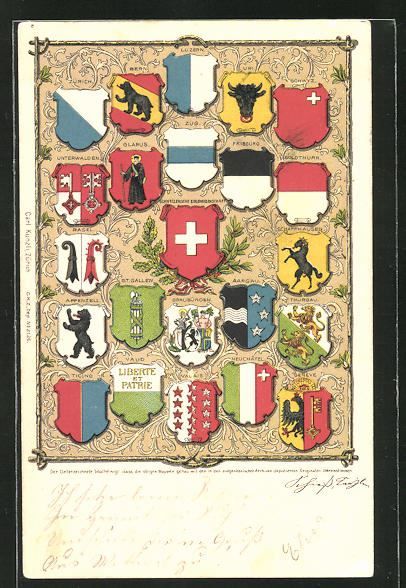 AK Schweiz, Wappen der Kantone, 1899 | Kaufen auf Ricardo