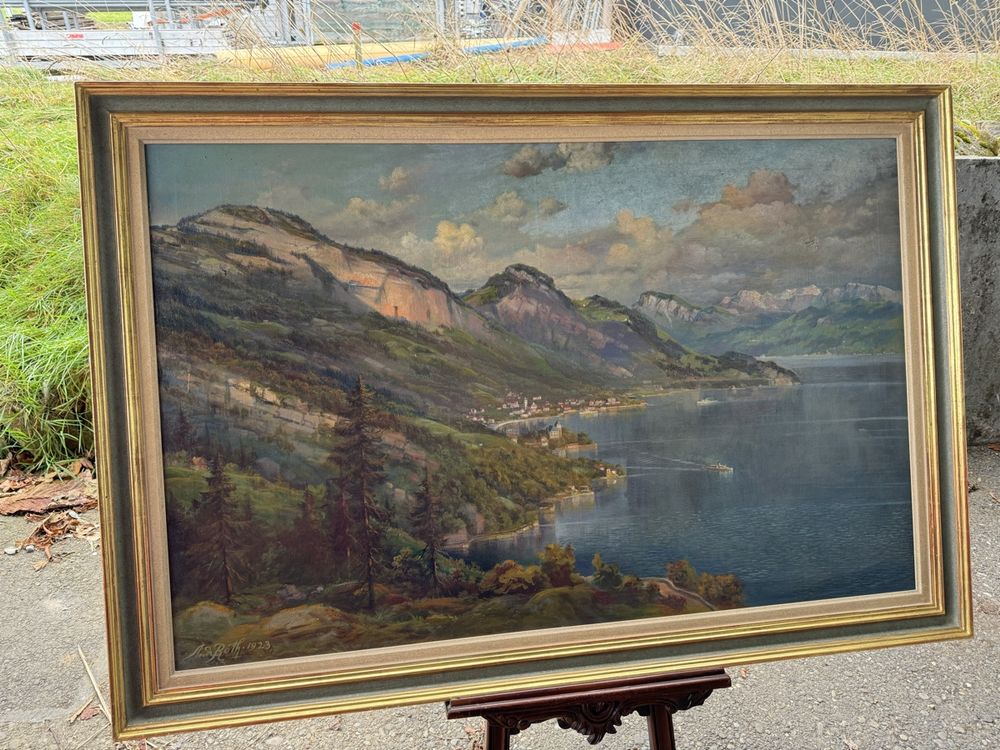 Grosses antikes Ölgemälde „Vierwaldstättersee“, Andreas Roth (Gebraucht ...