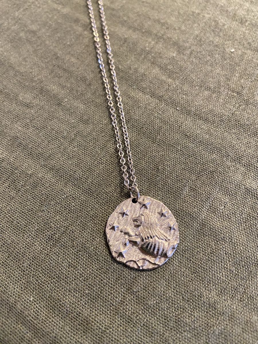 Collier chaîne Zodiac Lion argenté acier inoxydable (Neuf (Voir ...