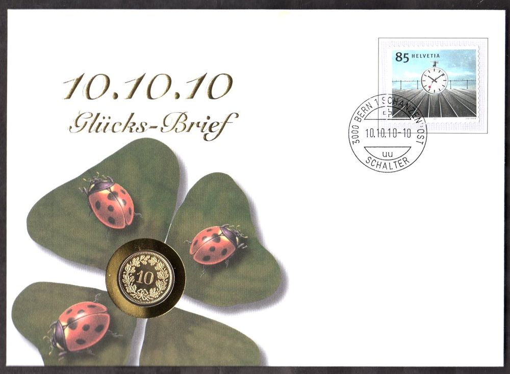 Numisbrief, Glücks-Brief 10.10.10, vergoldetem 10 Räppler | Kaufen auf ...