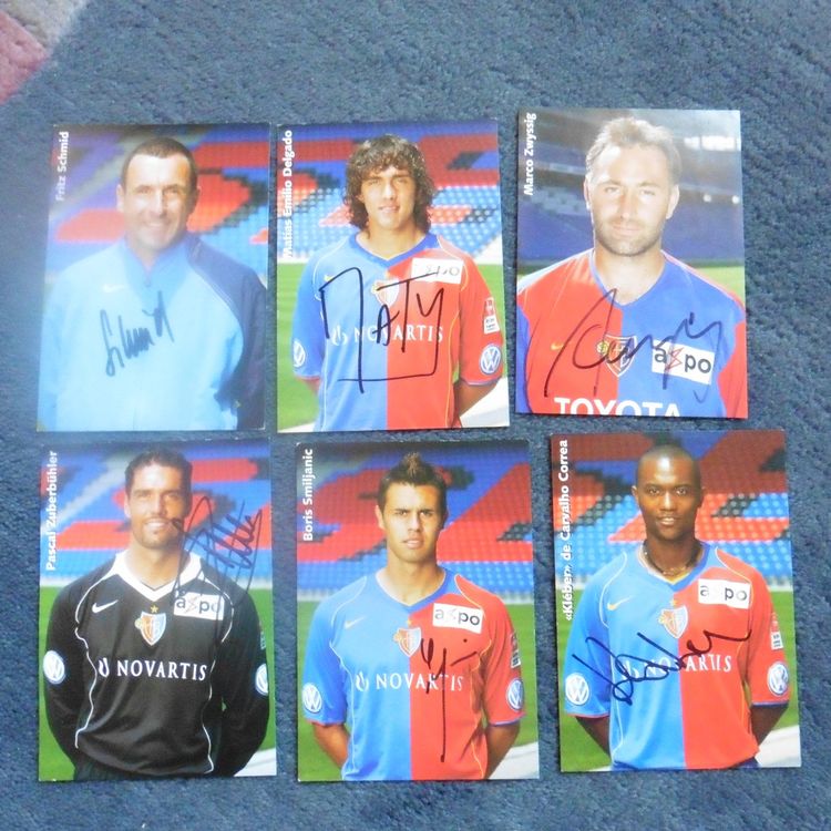 FC Basel,6 Fotos,Autogramme,Schmid,Zuberbühler,Zwyssig,Corre | Kaufen ...