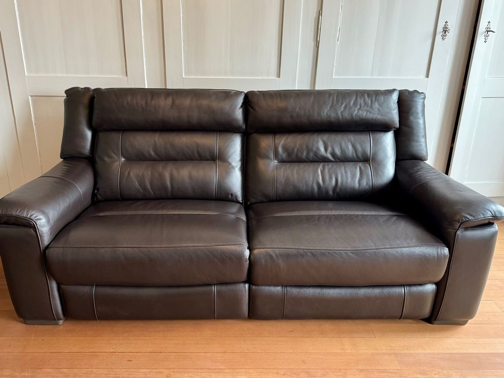 Echtledersofa Schwarz, mit Relaxfunktion | Kaufen auf Ricardo