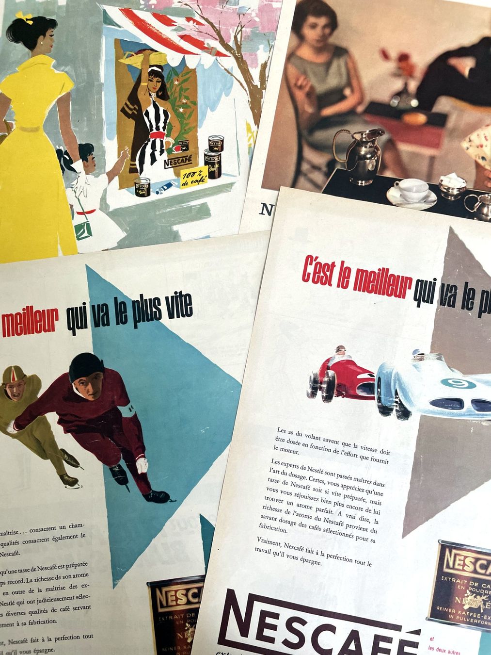 Nescafé - 4 Alte Werbungen / Anciennes publicités 1955/57 (Gebraucht ...