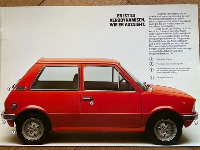 MINI INNOCENTI BERTONE 90 - 120 Prospekt 1977 brochure CH-dt | Kaufen ...