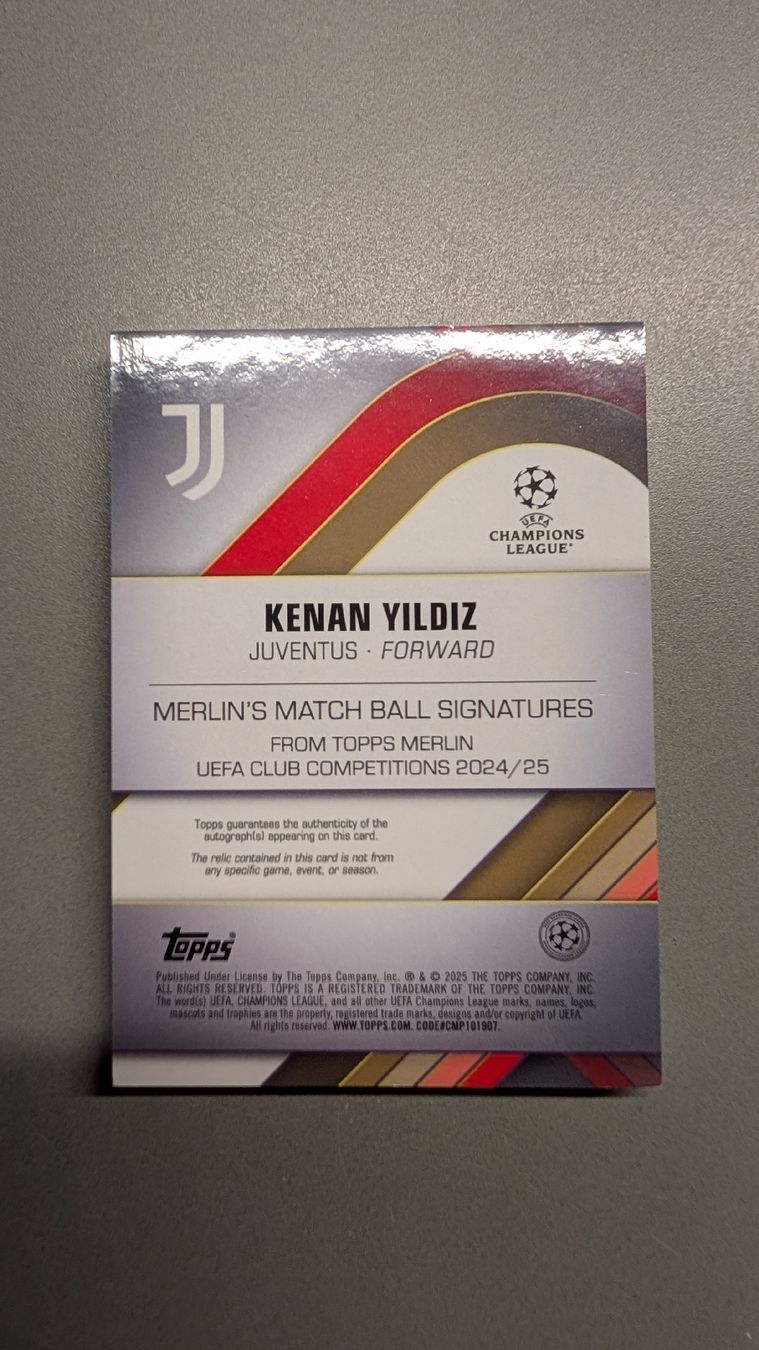 Kenan Yildiz 2024/25 Topps Merlin Match Ball Signature (Neu (gemäss ...