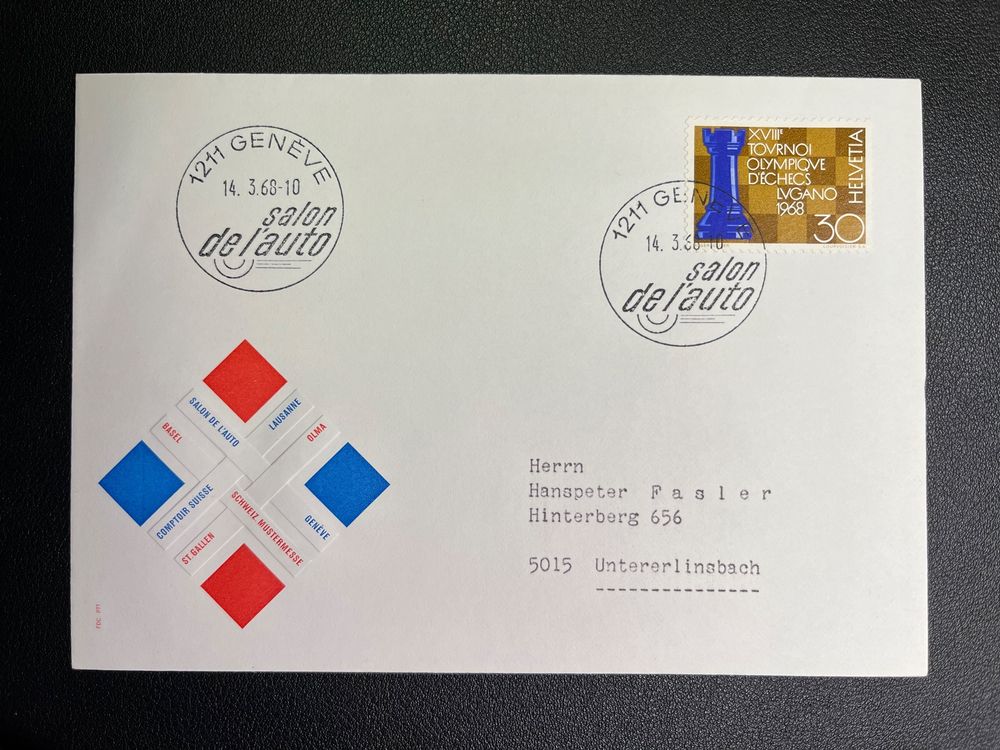 salon de l' auto Genève 1968 Sonderstempel auf adr. Brief (Gebraucht ...