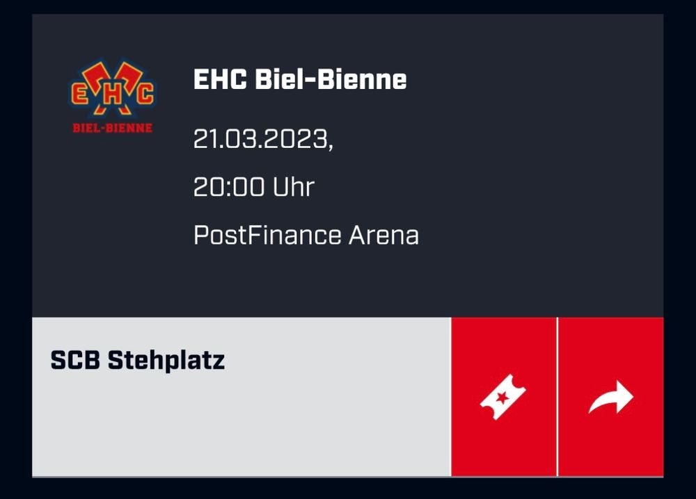SCB Ticket für nächsten Dienstag zu verkaufen | Kaufen auf Ricardo
